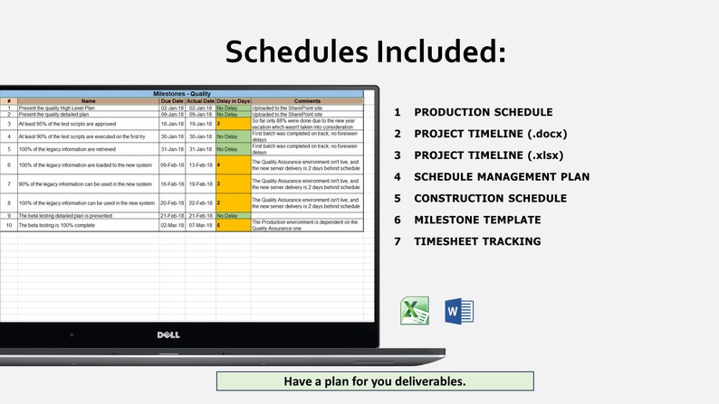 Gantt Chart Template Project Timeline Schedule Timesheet Milestones - Etsy