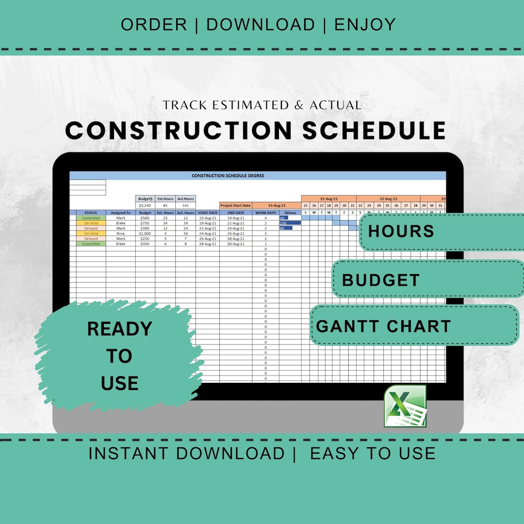 Construction Schedule Degree Construction Management Template Excel ...