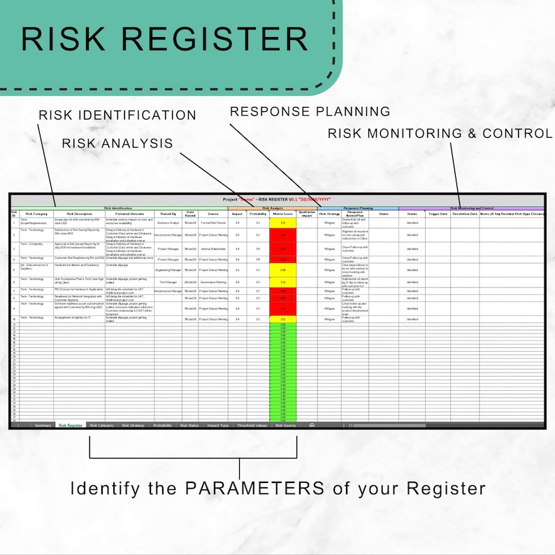 Project Risk Management Template, Risk Register and Risk Log, Project ...