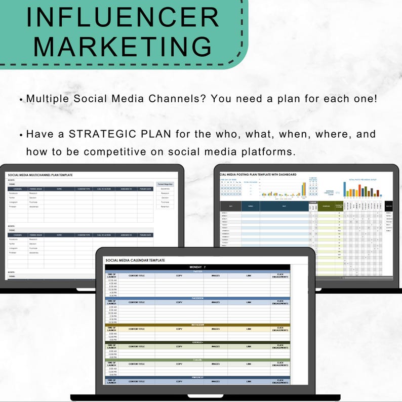 Social Media Template Content Calendar Marketing Planner Business Tool ...