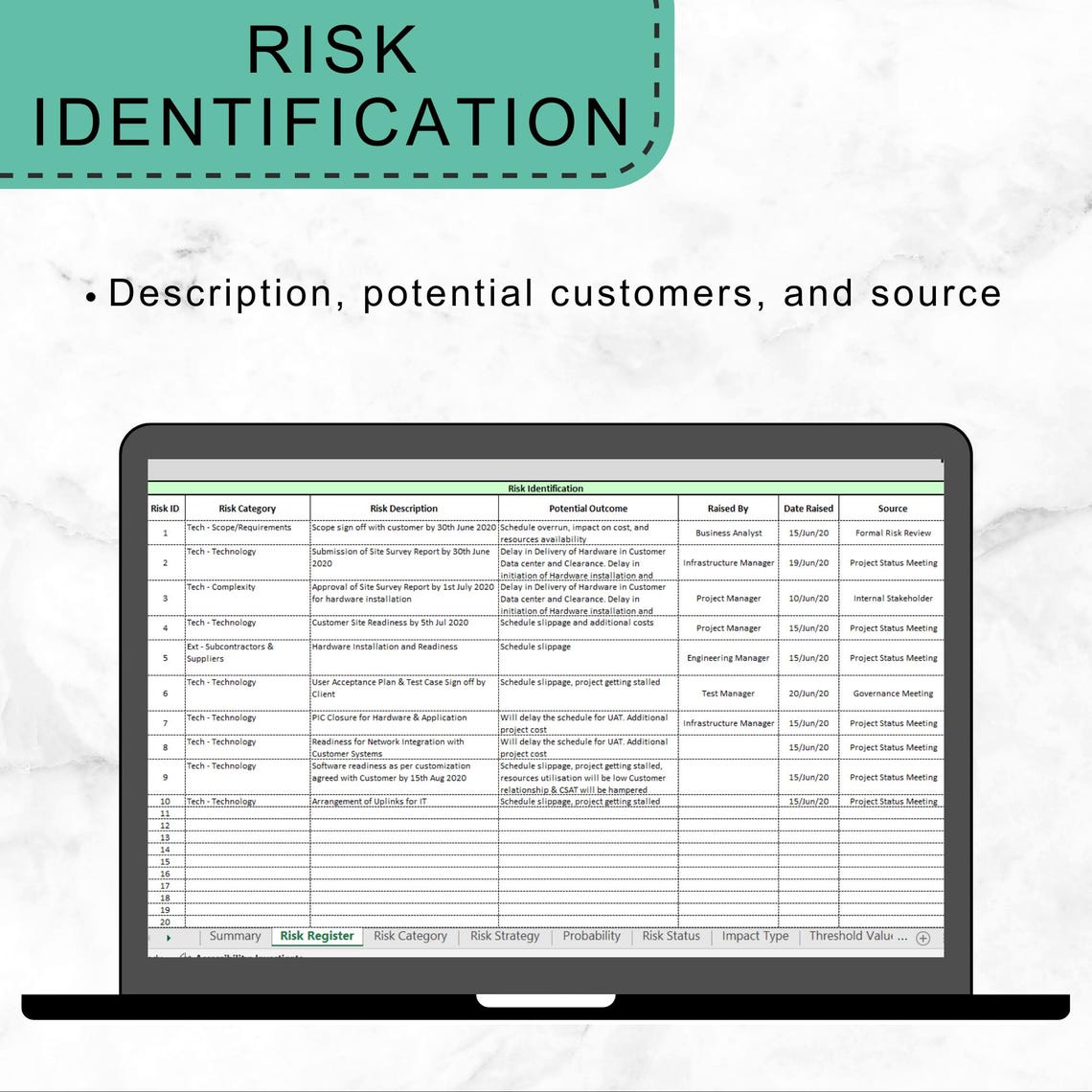 Project Risk Management Template, Risk Register and Risk Log, Project ...