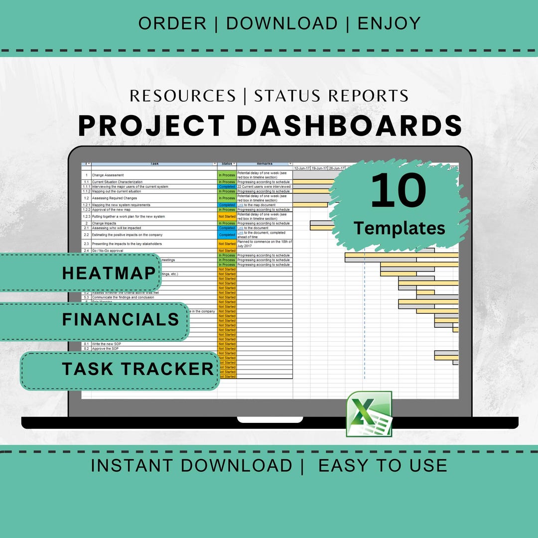 Excel Project Planner Task Management Spreadsheet Business Planning ...