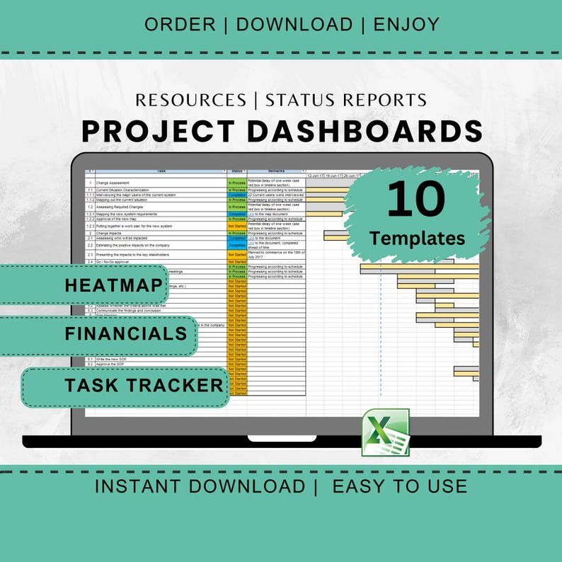 Excel Project Planner Task Management Spreadsheet Business Planning ...