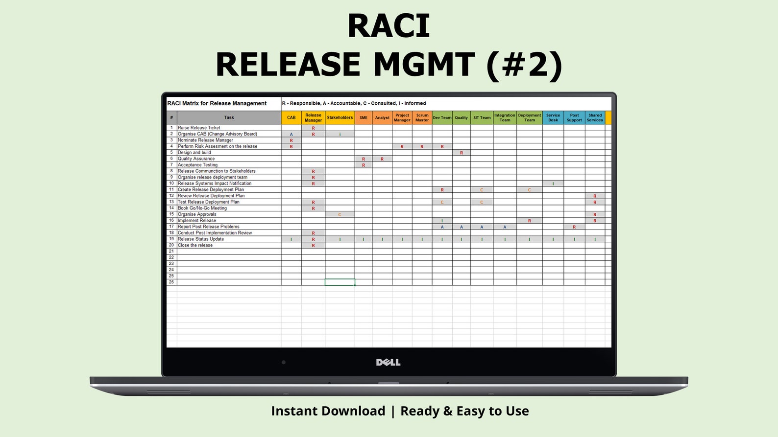 Matriz RACI / Planificador RACI / Métricas RACI / Hoja de cálculo Raci ...