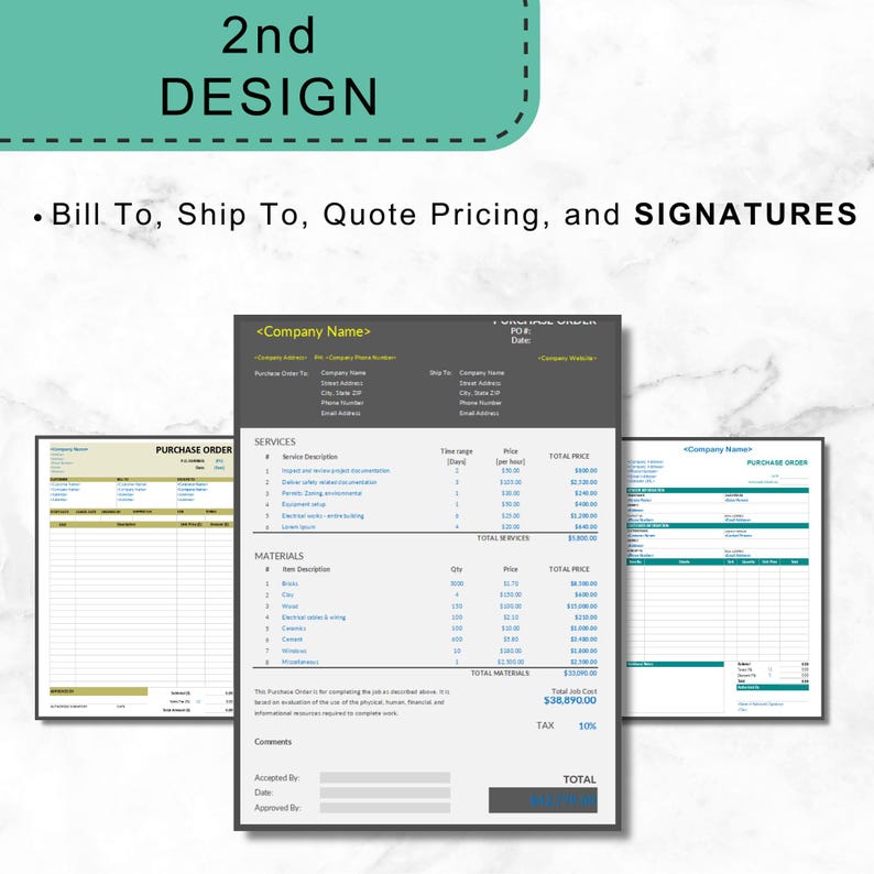 Purchase Order Form Template, Custom Order Form, Editable Order Receipt ...
