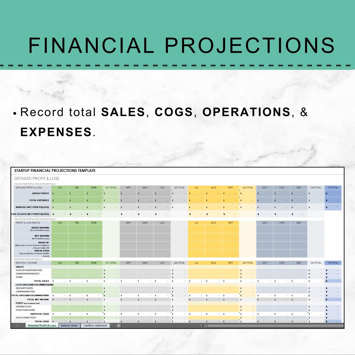 Startup Financial Projections Financial Template Expense Tracking Start ...