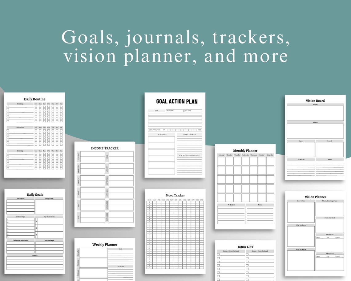 Life Planner Printable Bundle Goals for Life, Printable Bundle for ...