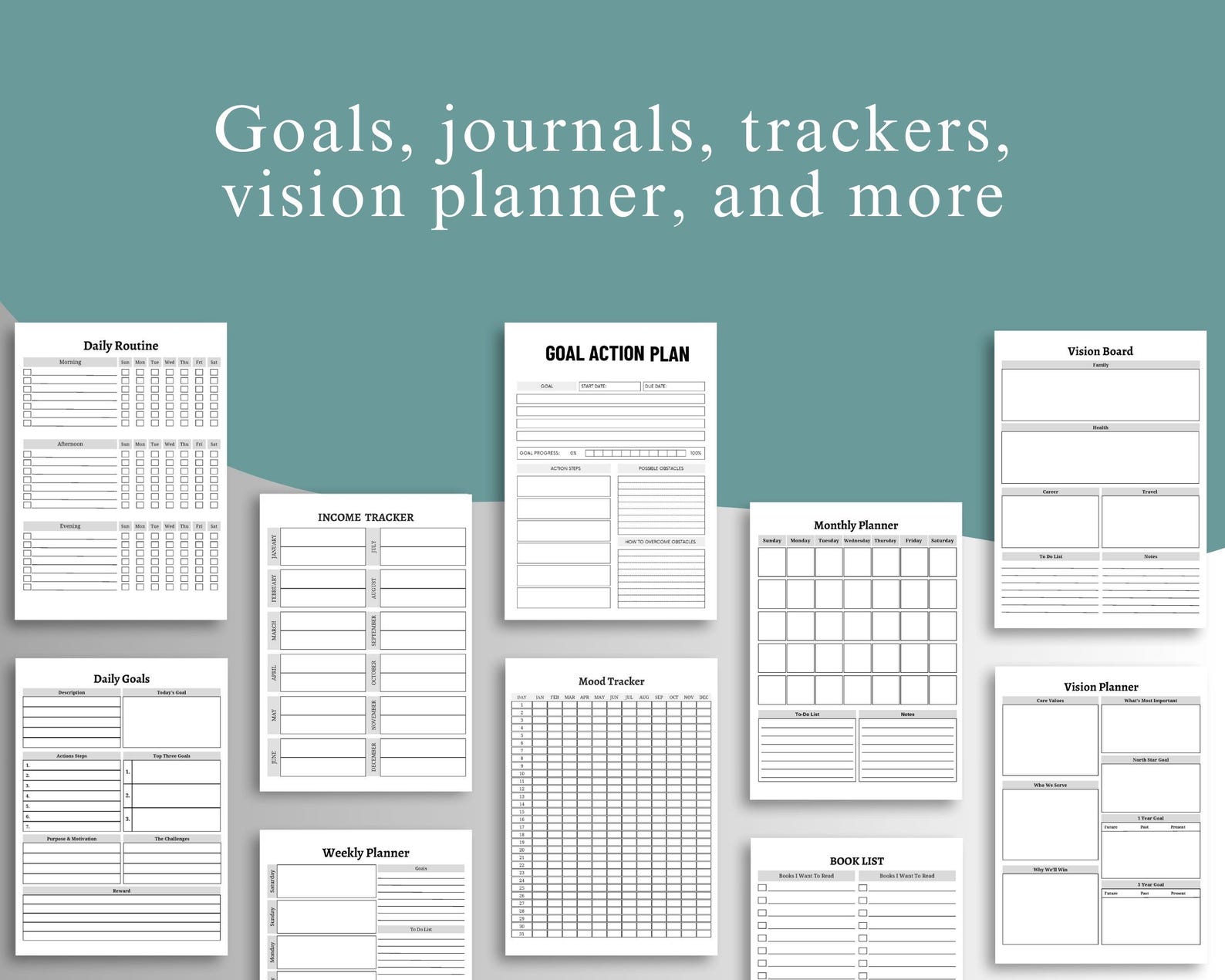 Life Planner Printable Bundle Goals for Life, Printable Bundle for ...