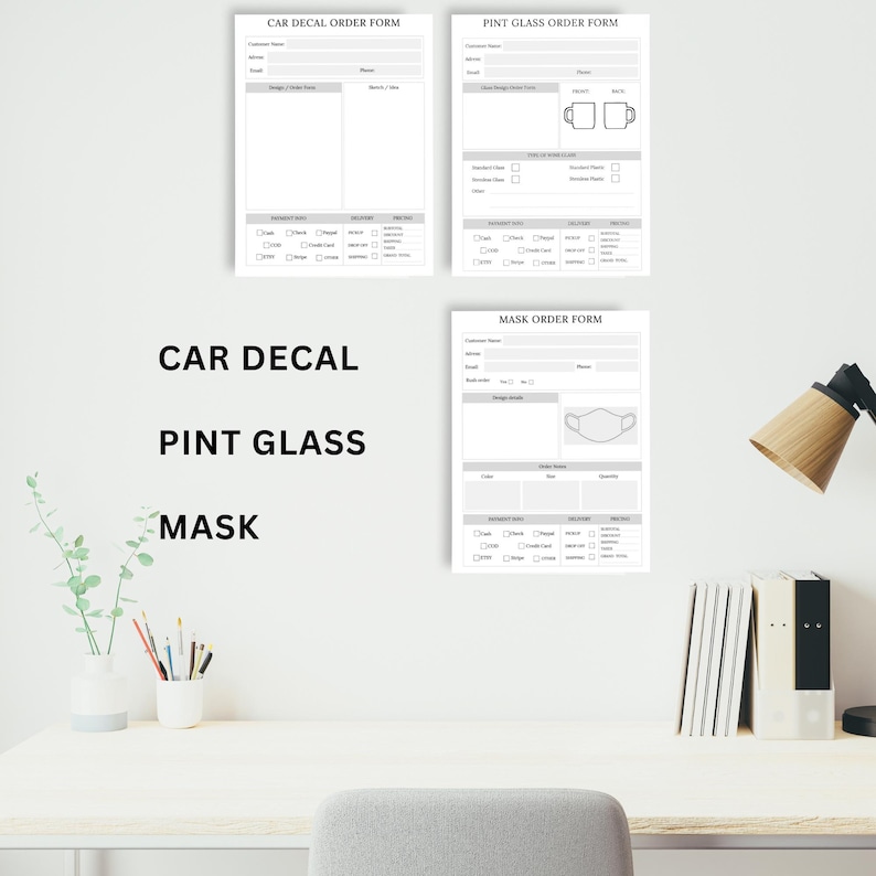 Order Form Bundle Printable Order Form Template T-shirt, Mug Invoice ...