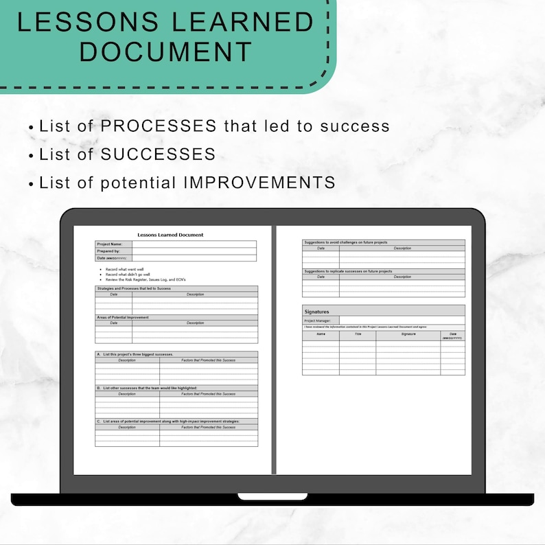 Lessons Learned Templates for Corrective Actions, Project Lessons ...