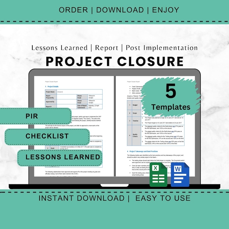 Project Closure Template Bundle for Post Implementation Review Closing ...