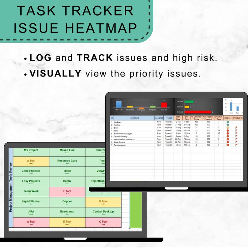 Excel Project Planner Task Management Spreadsheet Business Planning ...