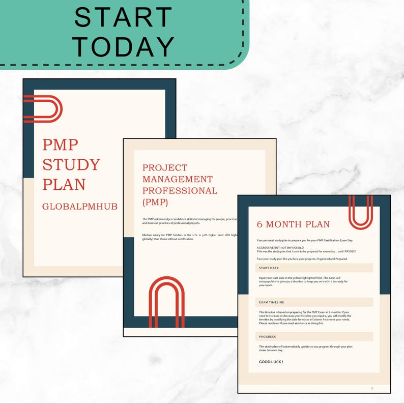 PMP Exam Study Schedule Template Digital Project Management Certification Prep Study Plan 6 ...