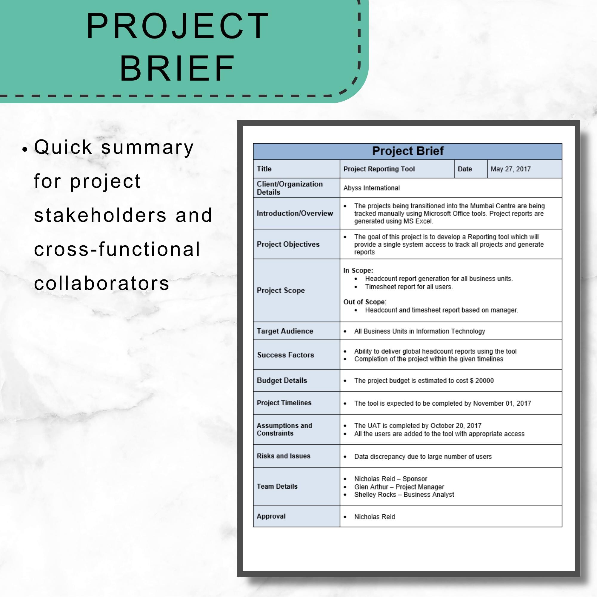 Project Brief Word Template Project Reporting Tool digital Download Project Brief Word Template Project Reporting Tool digital Download