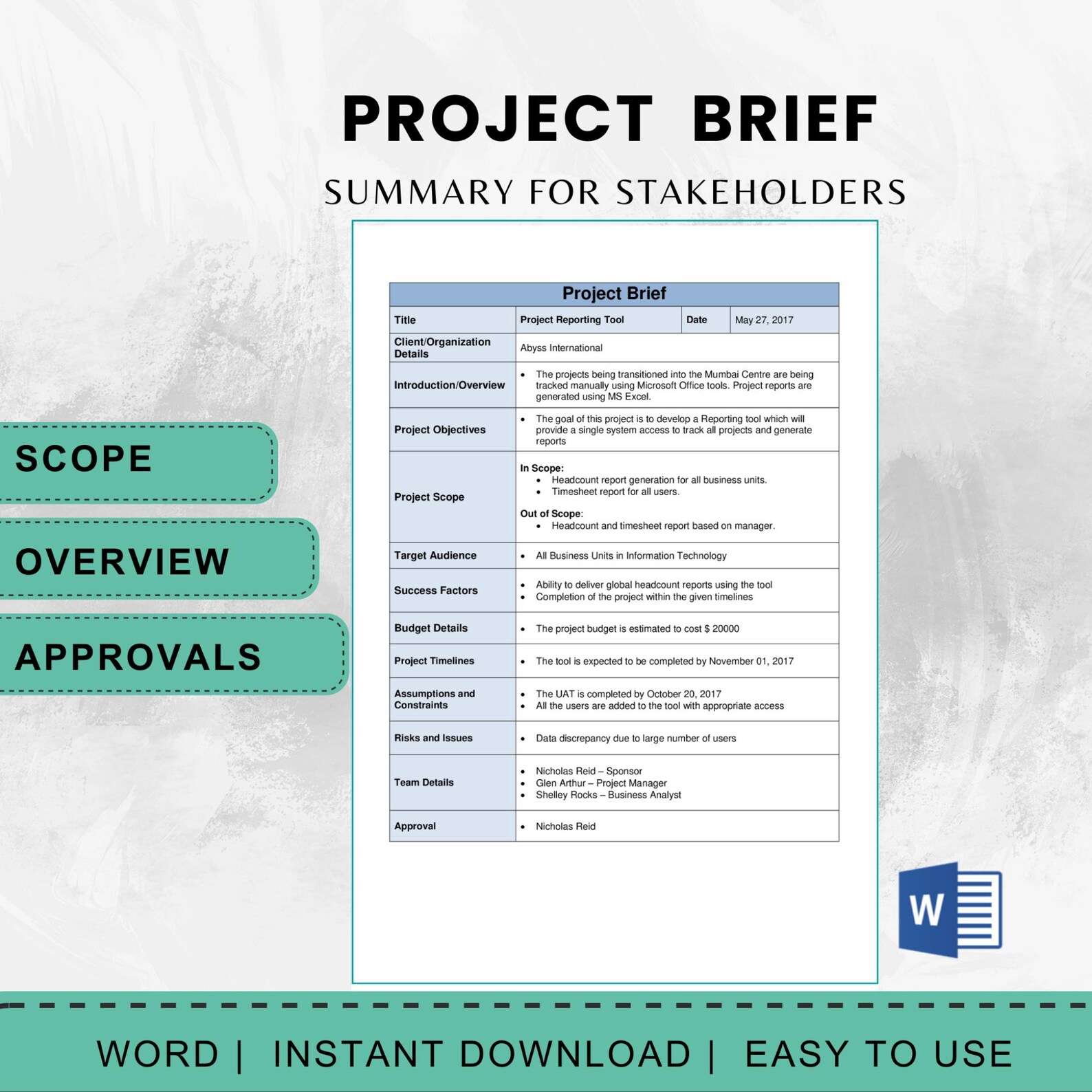 Project Initiation Template Beginner Planning Template Professional ...