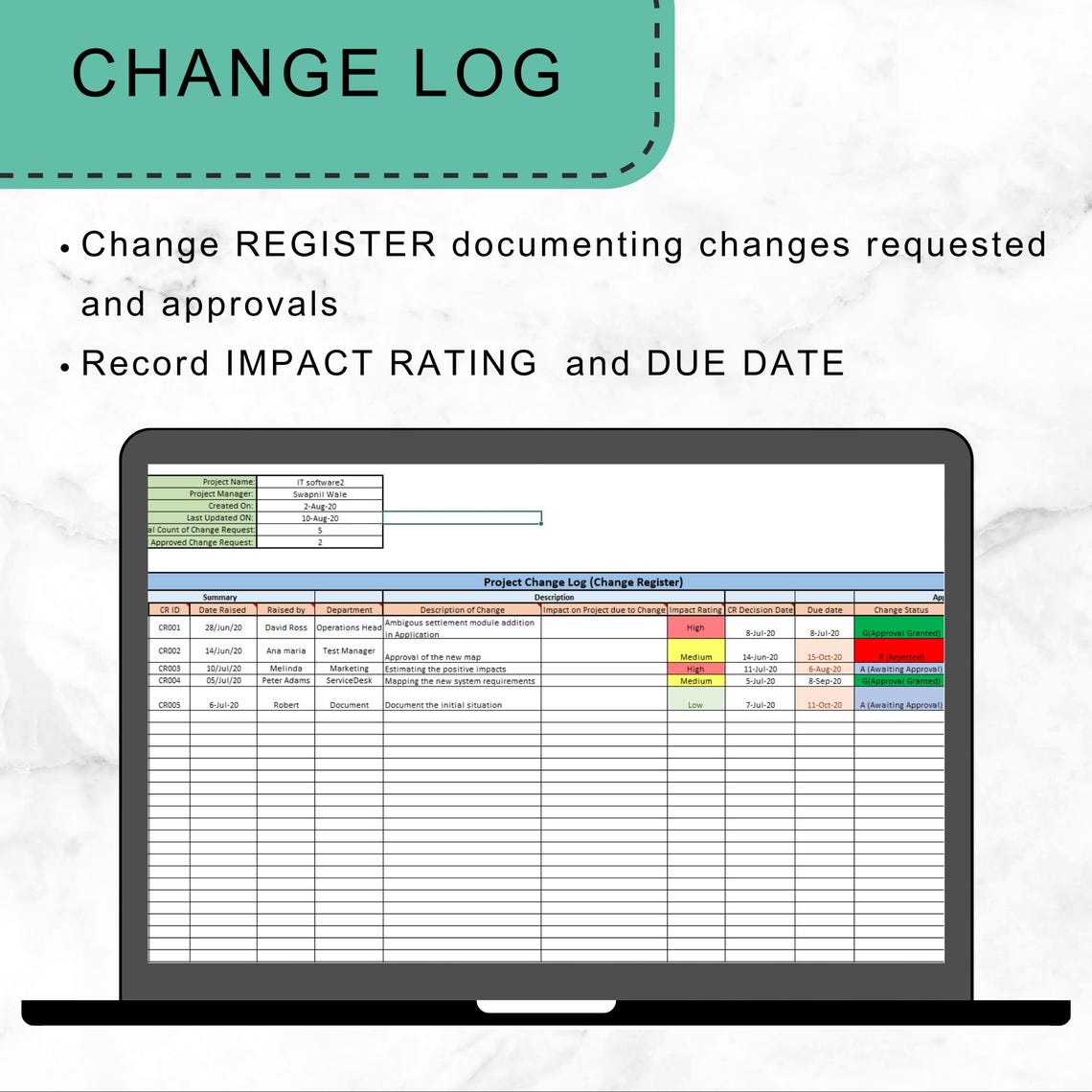 Change Management Templates | Project Change | Request Form | Change ...