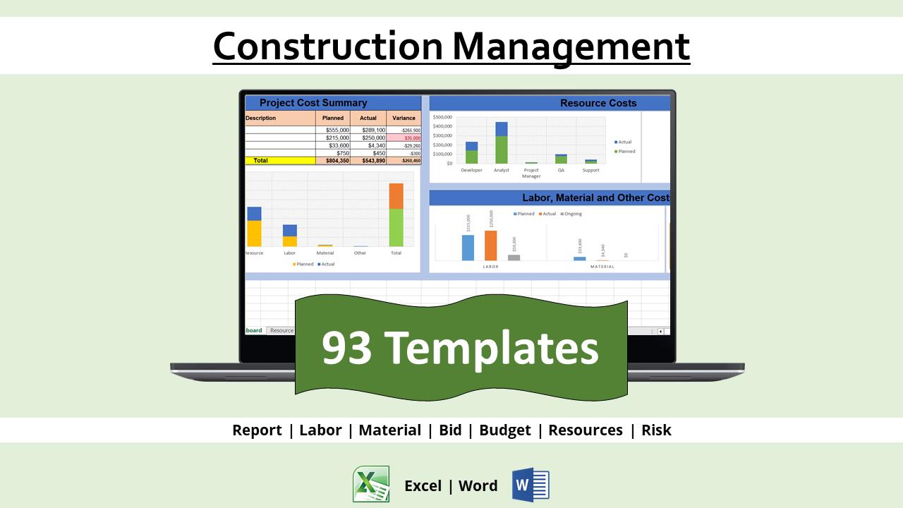 Construction Project Management Templates for Construction Tracking and ...