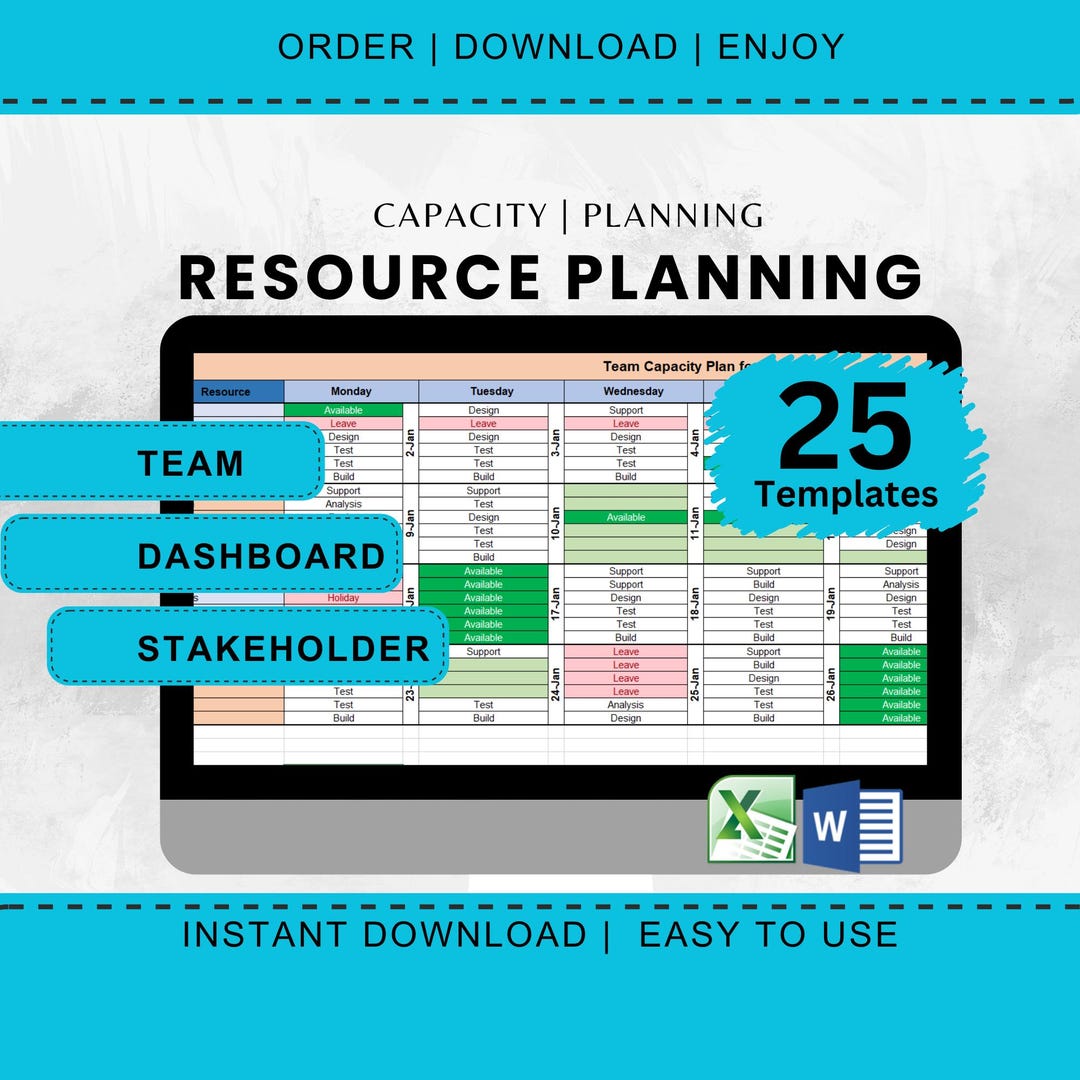 Resource Capacity Planning Templates for Team Management, Stakeholder ...