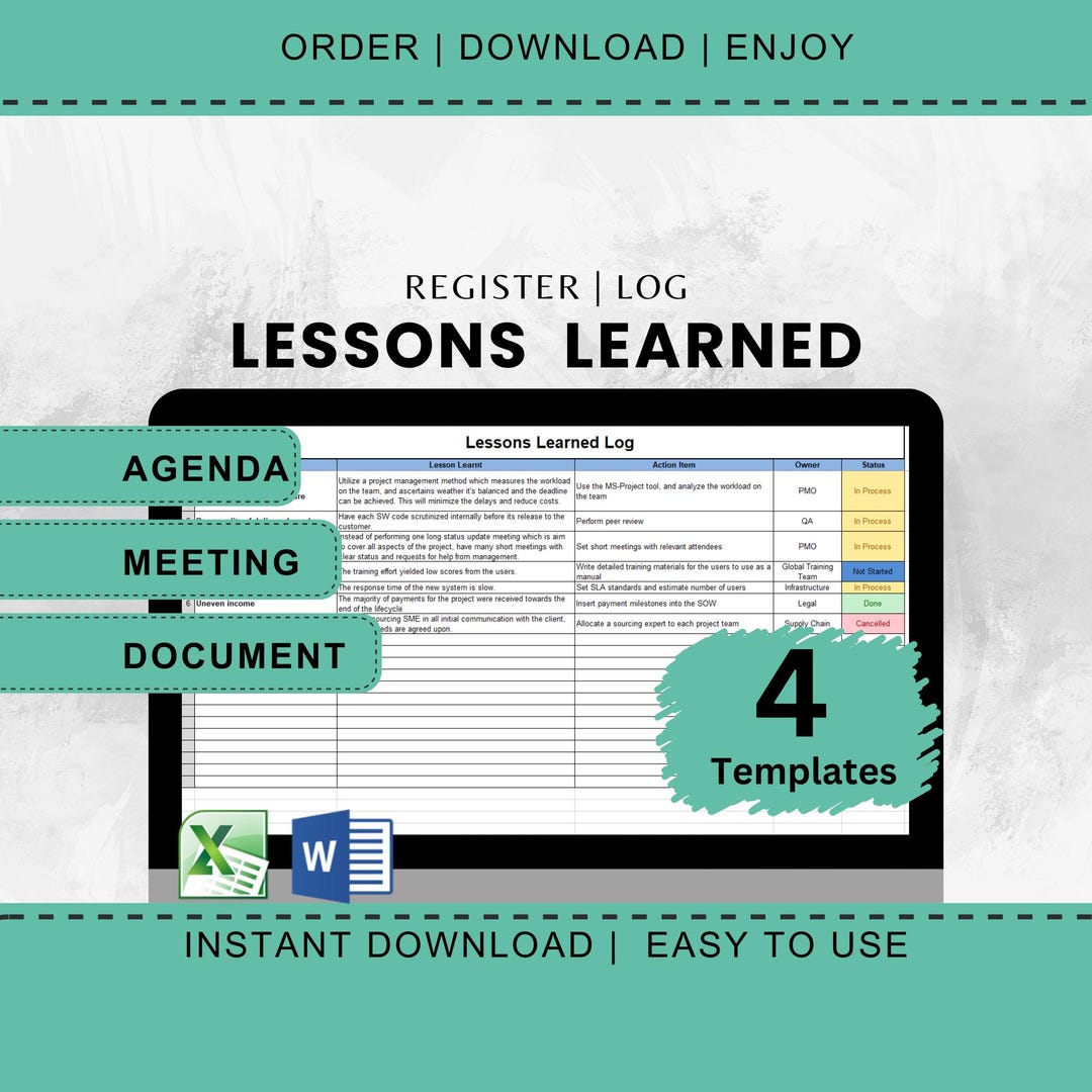Lessons Learned Templates for Corrective Actions, Project Lessons ...