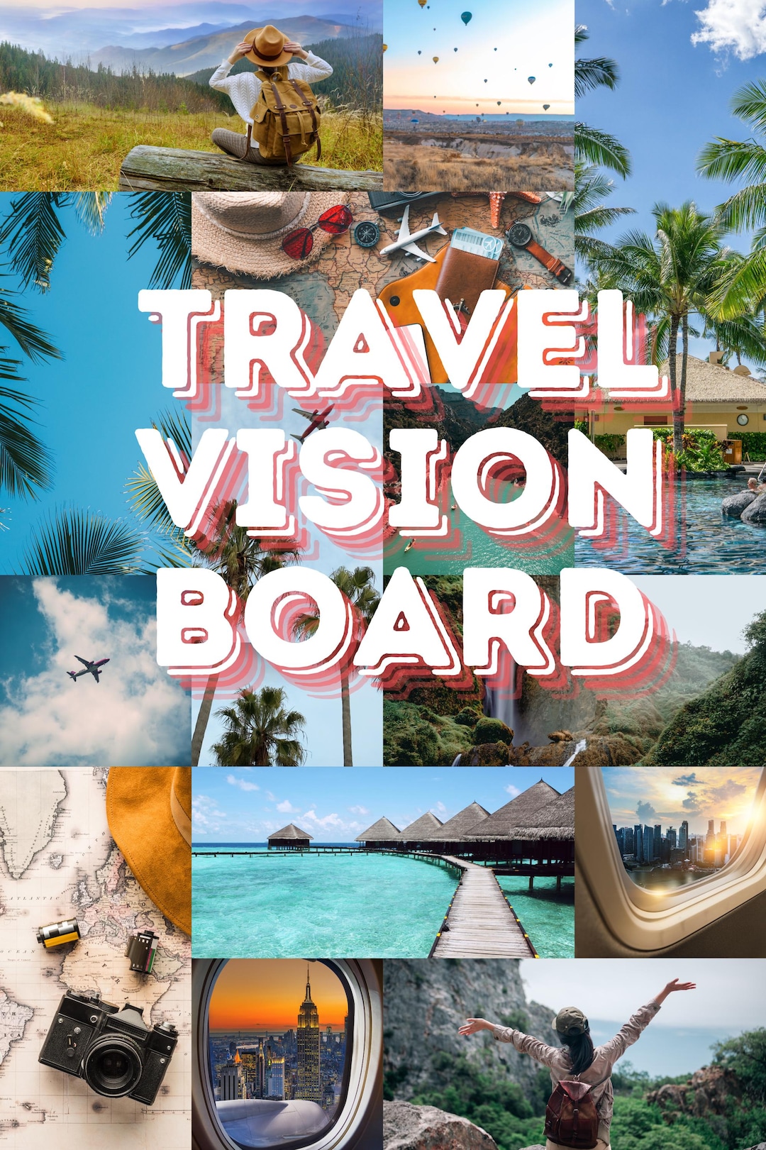Travel-themed Vision Board Printable Digital Download for Dreaming Big ...