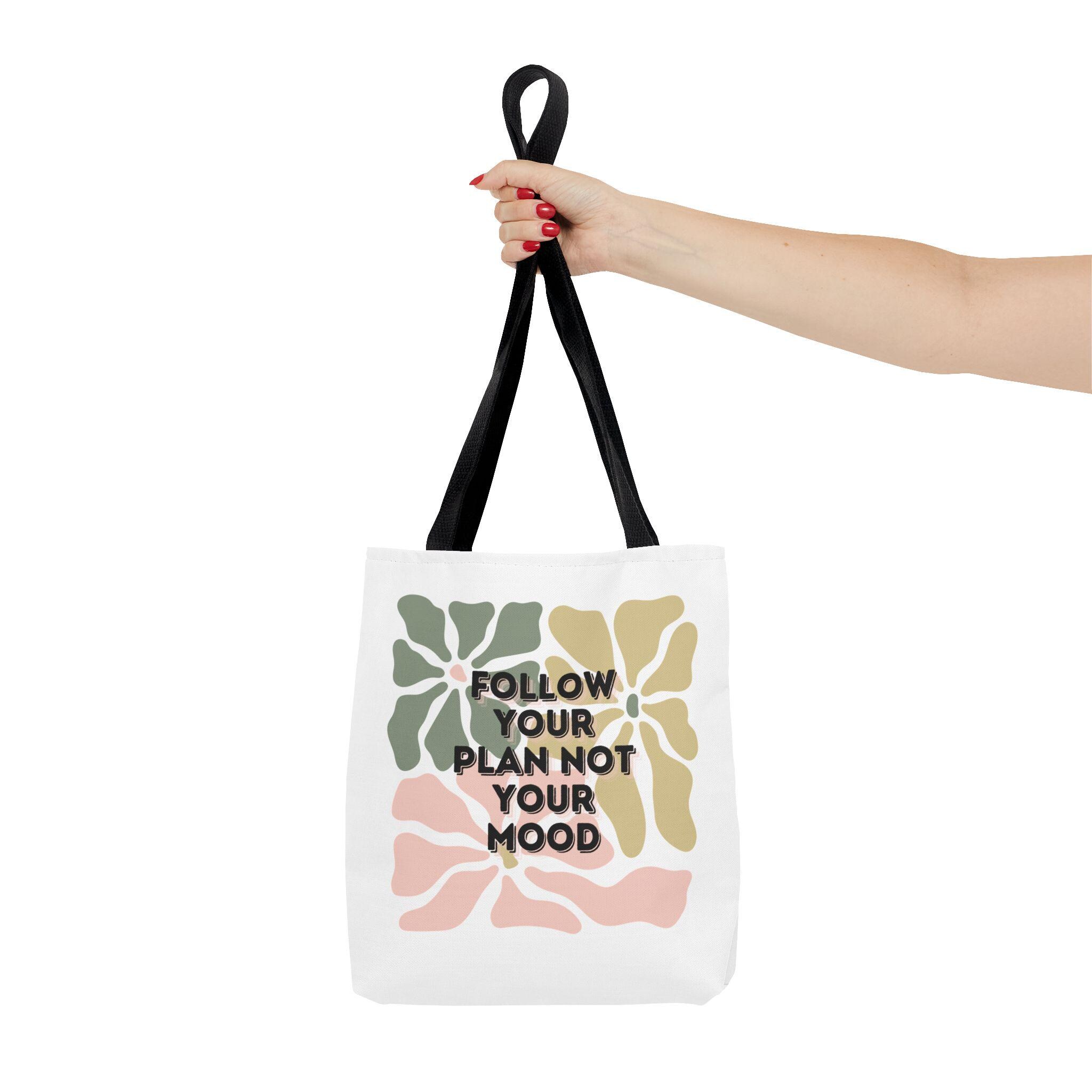 Motivational Tote Bag follow Your Plan Not Your Mood Floral Design, Eco ...