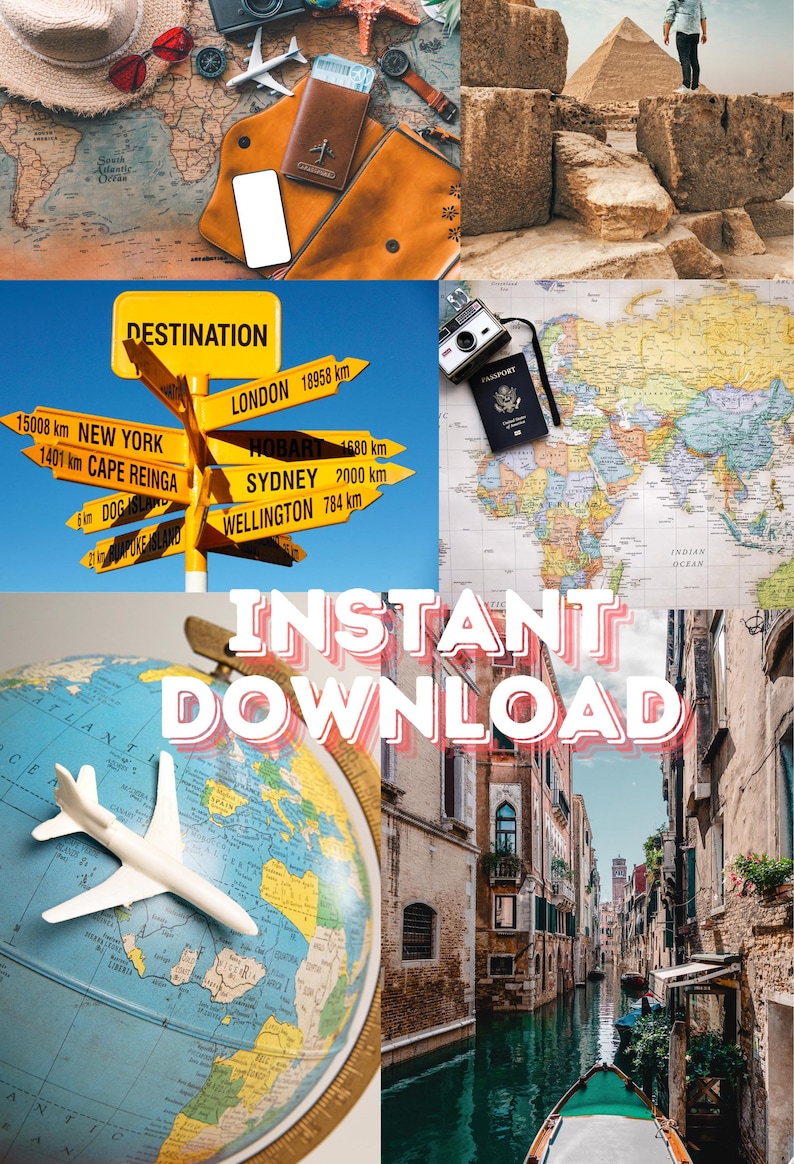 Travel-themed Vision Board Printable Digital Download for Dreaming Big ...
