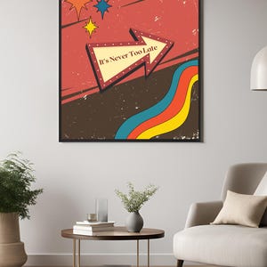 Retro Motivational Wall Art - It's Never Too Late - Printable Poster ...