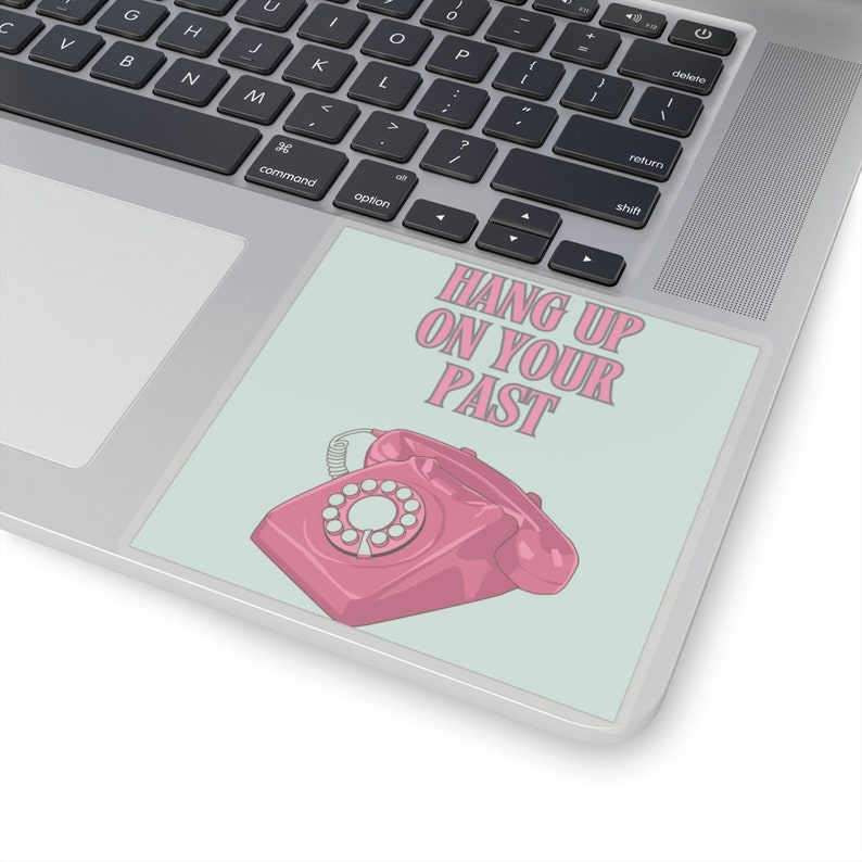 Retro hang up on Your Past Motivational Sticker Pink Rotary Phone ...
