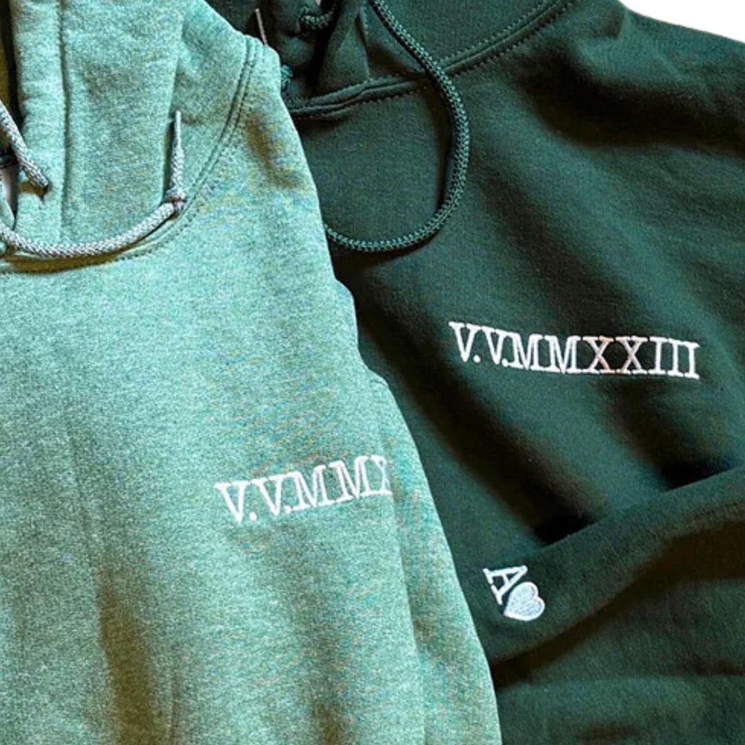 Roman Numeral Sweatshirt, Couples Gifts, Custom Embroidery, Roman ...