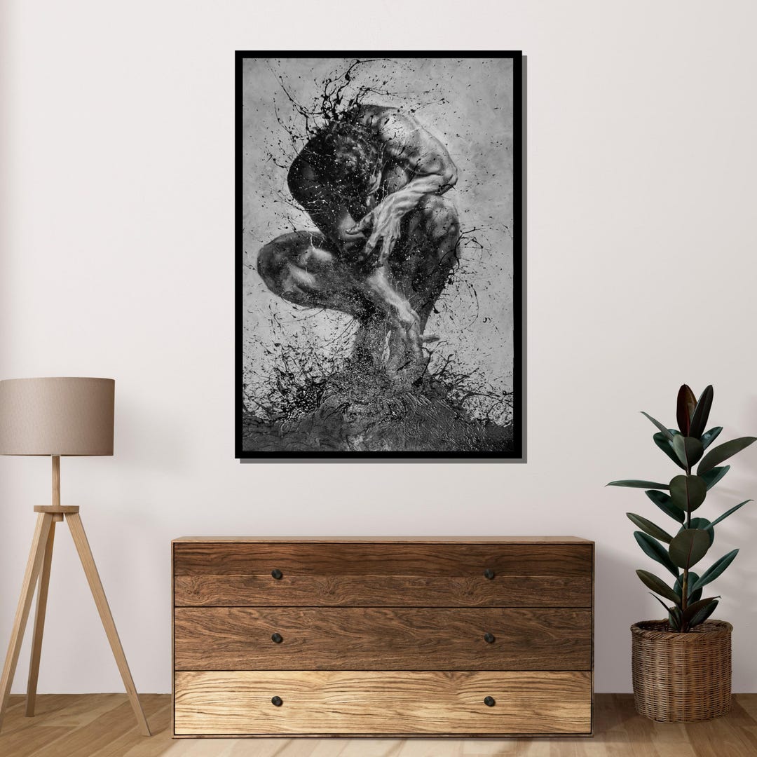 Abstract Human Form Canvas, Modern Art Print, Monochrome Wall Art ...