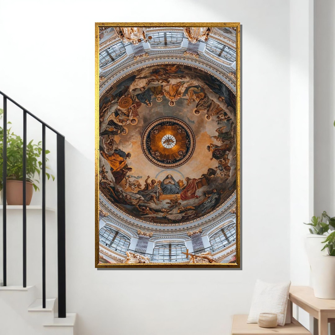 Renaissance Dome Ceiling Art, Sacred Religious Mural, Classic Cathedral Decor, Baroque ...