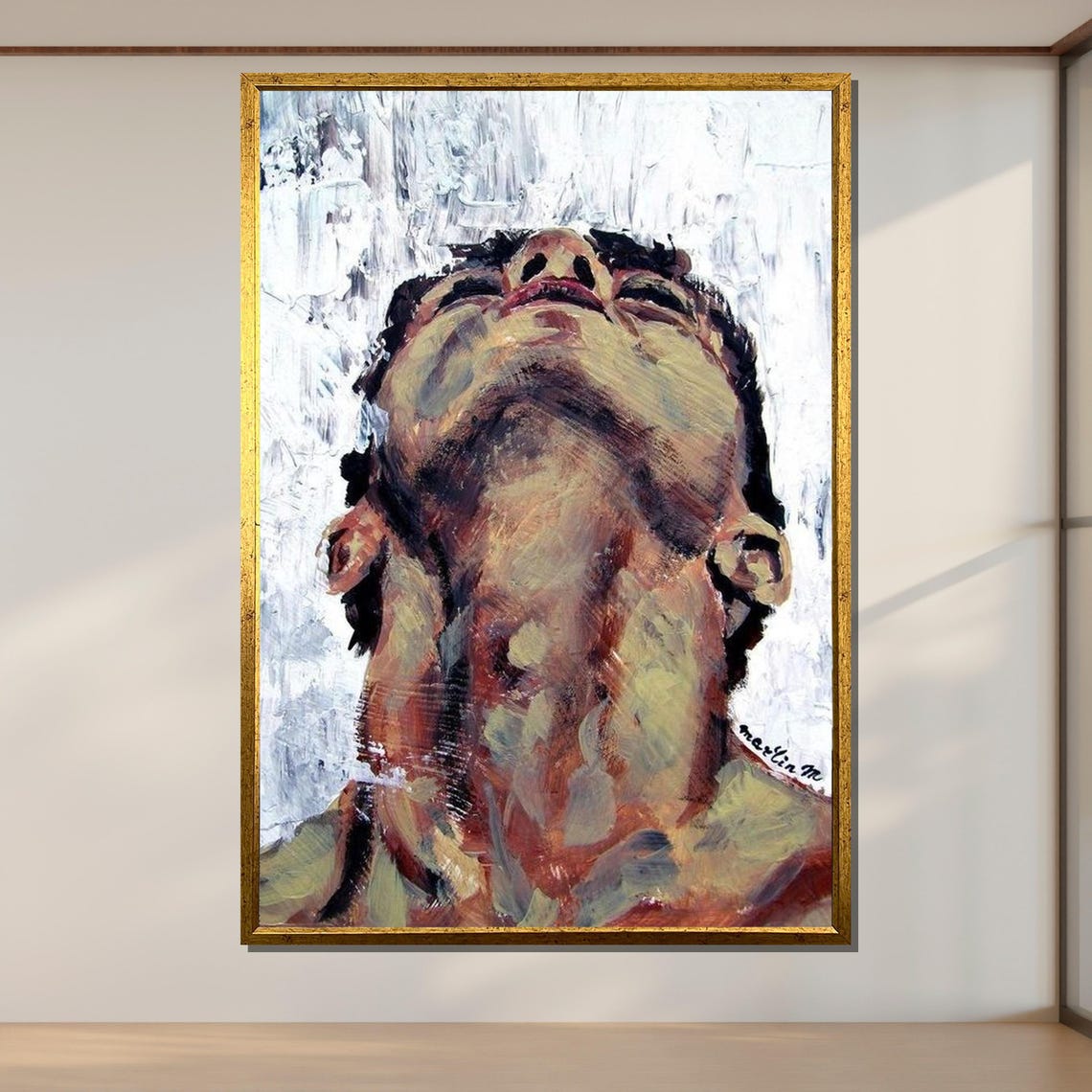 Introspective Male Canvas, Abstract Man Portrait, Emotional Expression ...