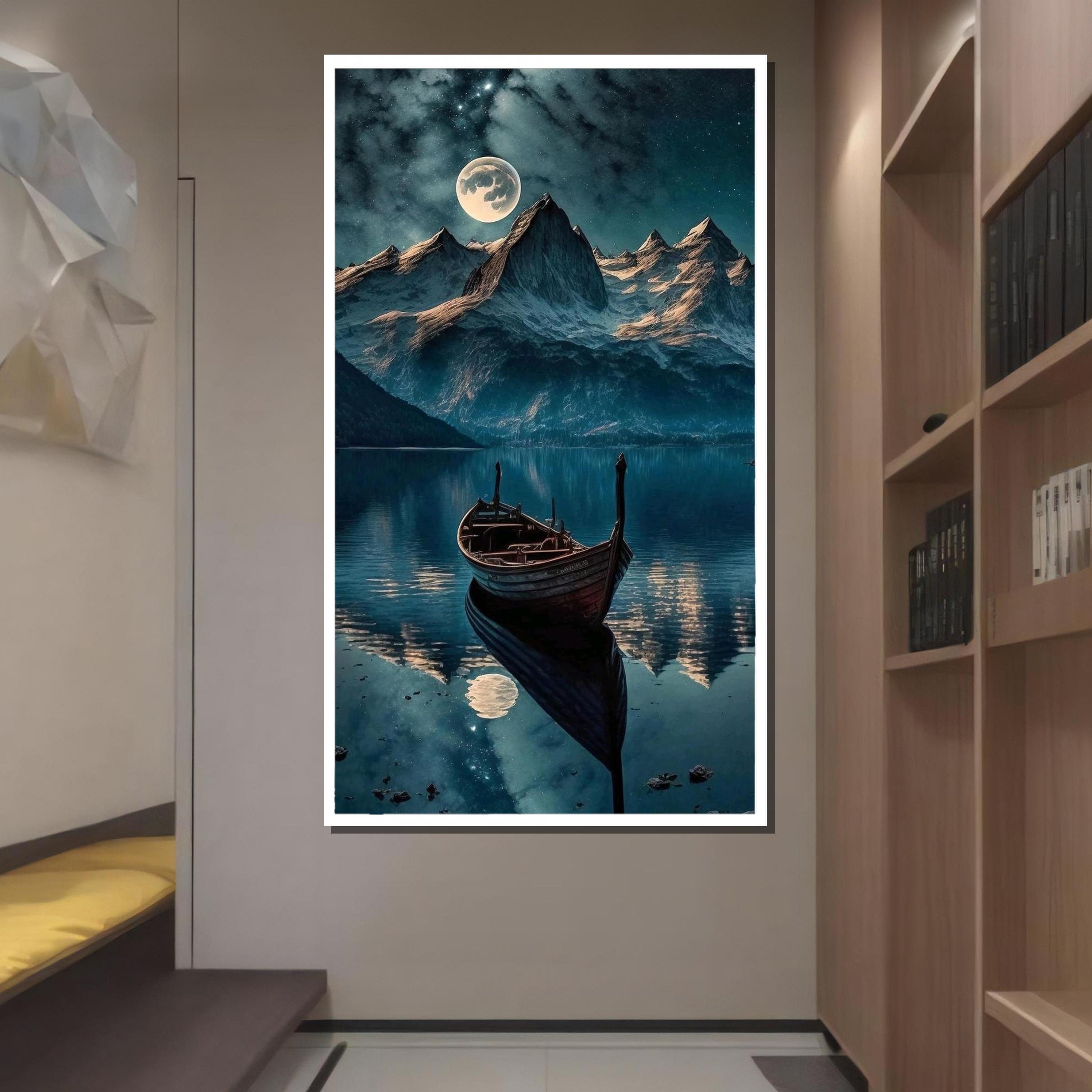 Starry Night Sky Canvas, Enchanted Evening Landscape, Whimsical Night ...