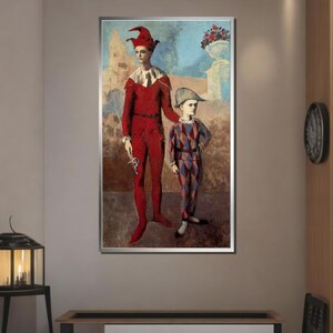 Picasso Harlequin and Jester Canvas, Blue Period Art, Clown Figures ...