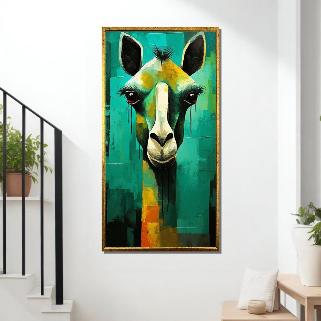 Colorful Camel Portrait Art, Abstract Animal Canvas, Vibrant Wildlife ...