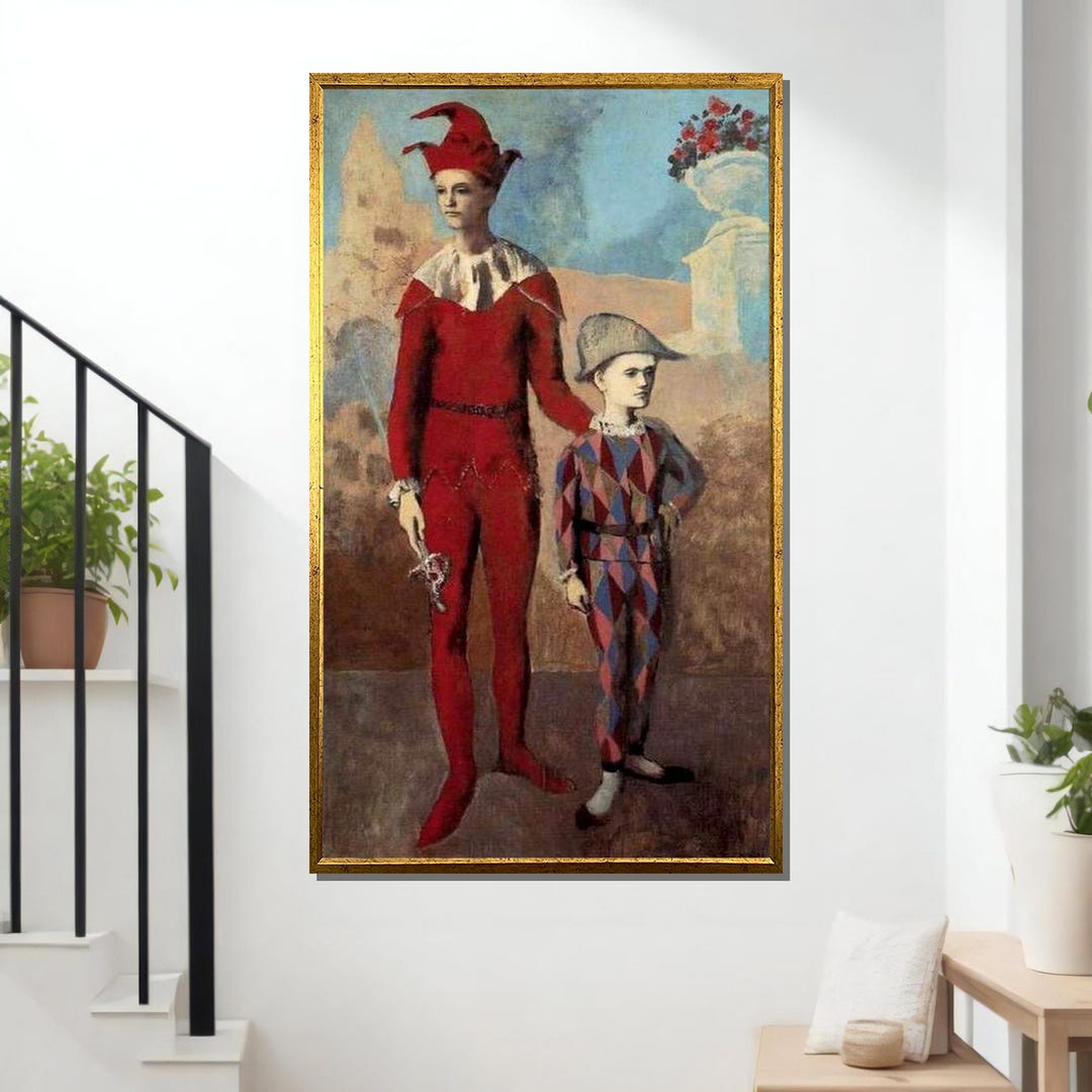 Picasso Harlequin and Jester Canvas, Blue Period Art, Clown Figures ...