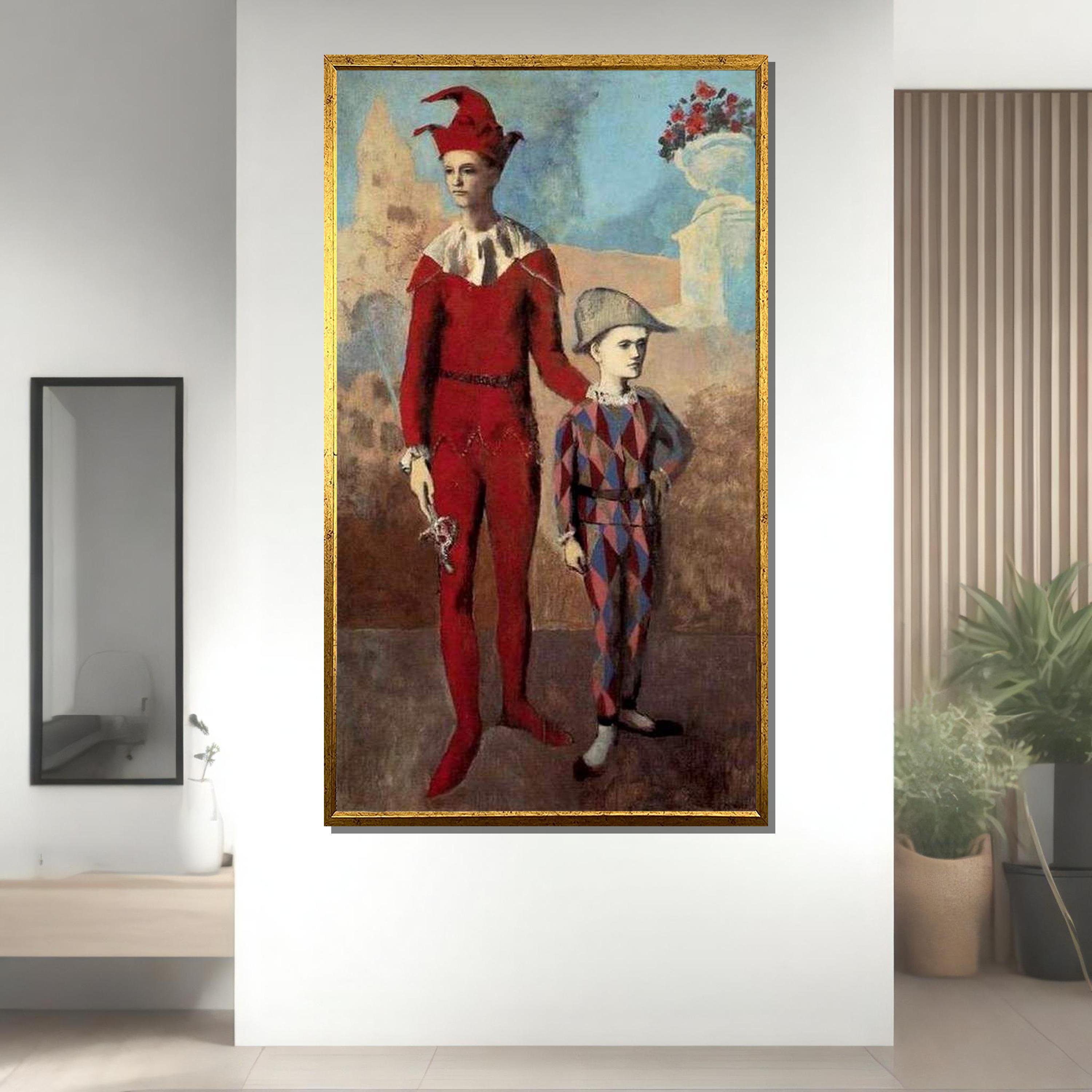 Picasso Harlequin and Jester Canvas, Blue Period Art, Clown Figures ...