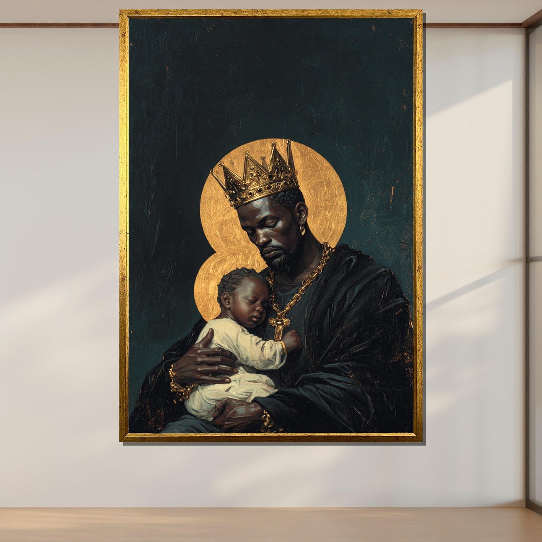Royal Father and Child Art, Crowned King Canvas, Modern Sacred Print - Etsy