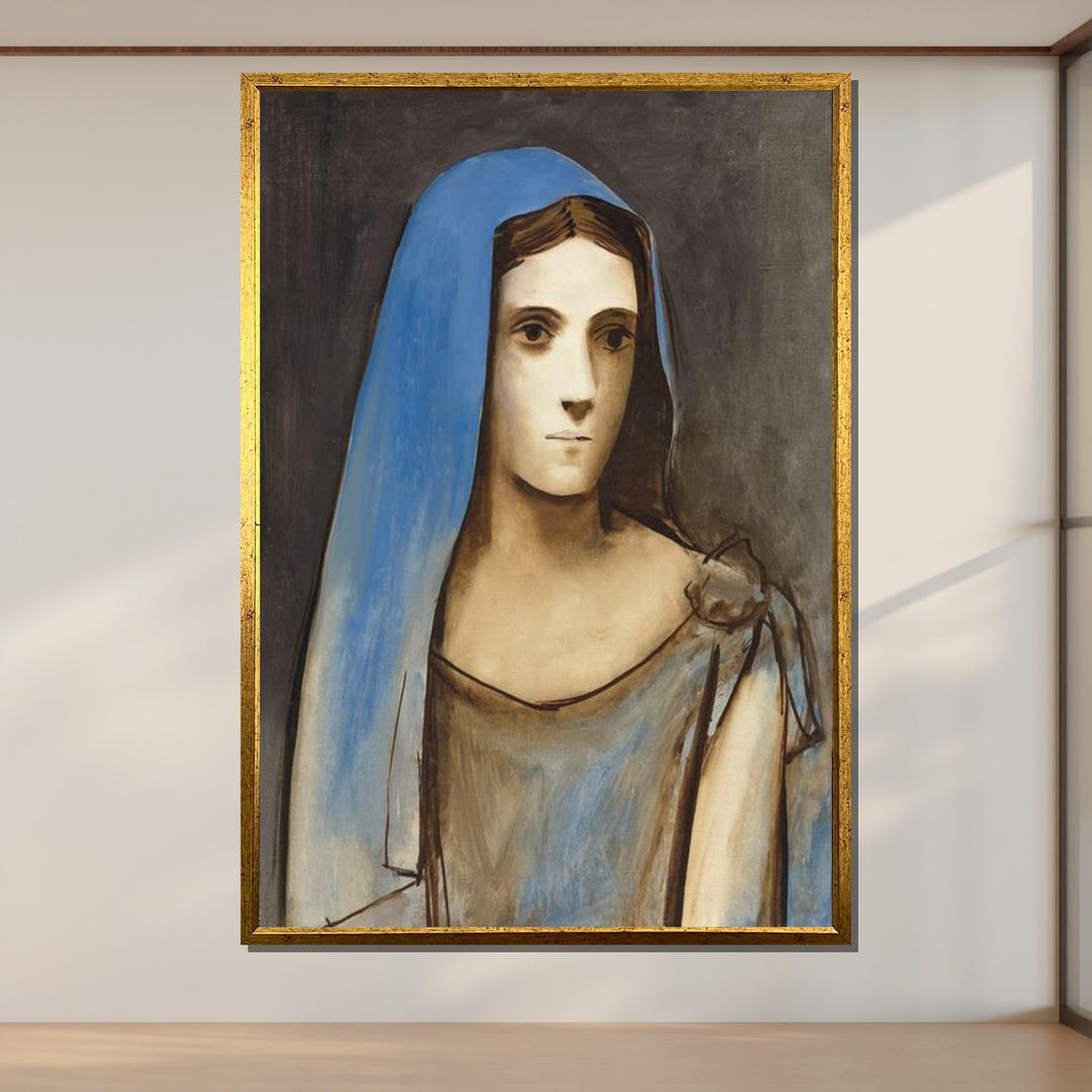 Picasso Inspired Madonna Canvas, Blue Veil Portrait, Classical ...