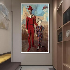 Picasso Harlequin and Jester Canvas, Blue Period Art, Clown Figures ...