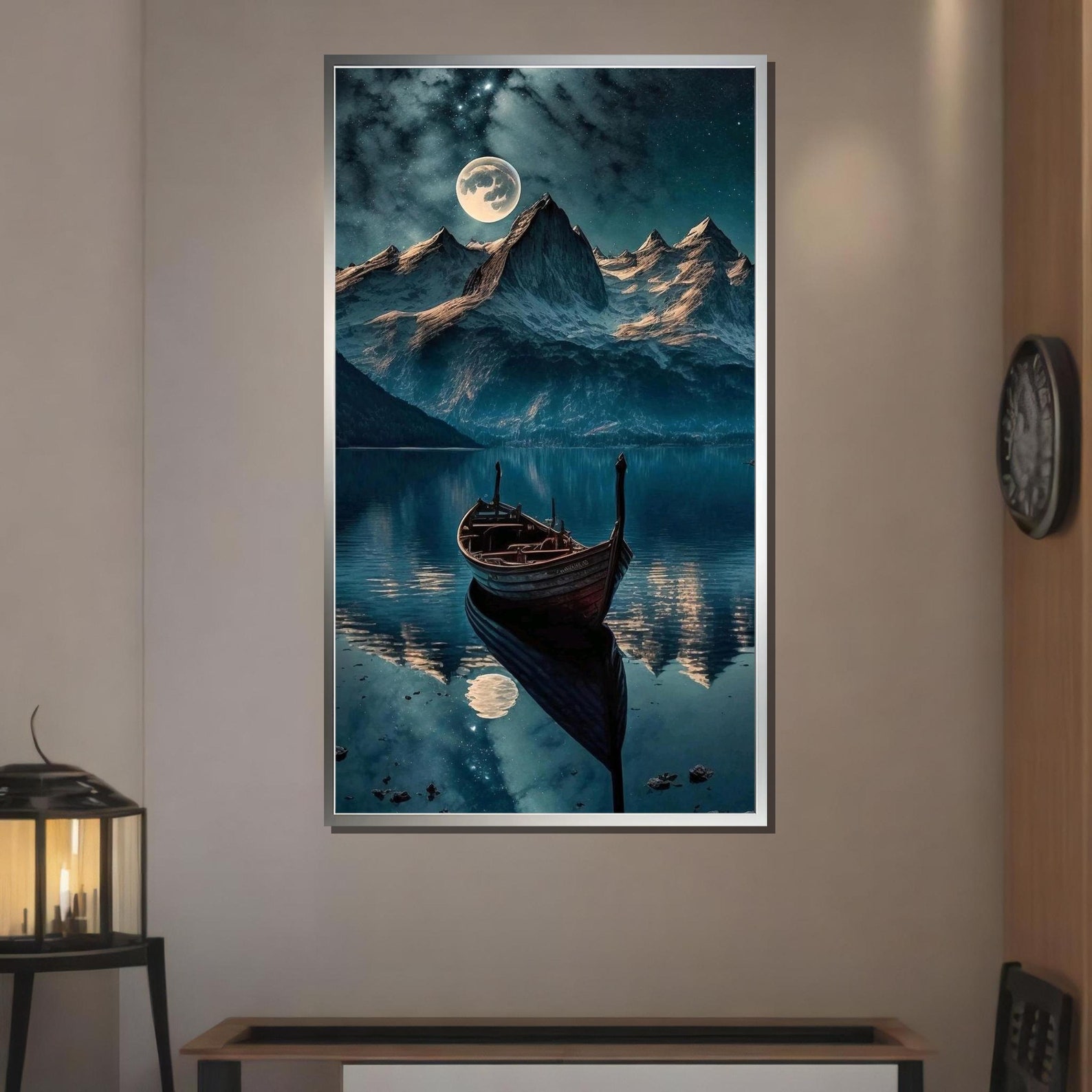 Starry Night Sky Canvas, Enchanted Evening Landscape, Whimsical Night ...