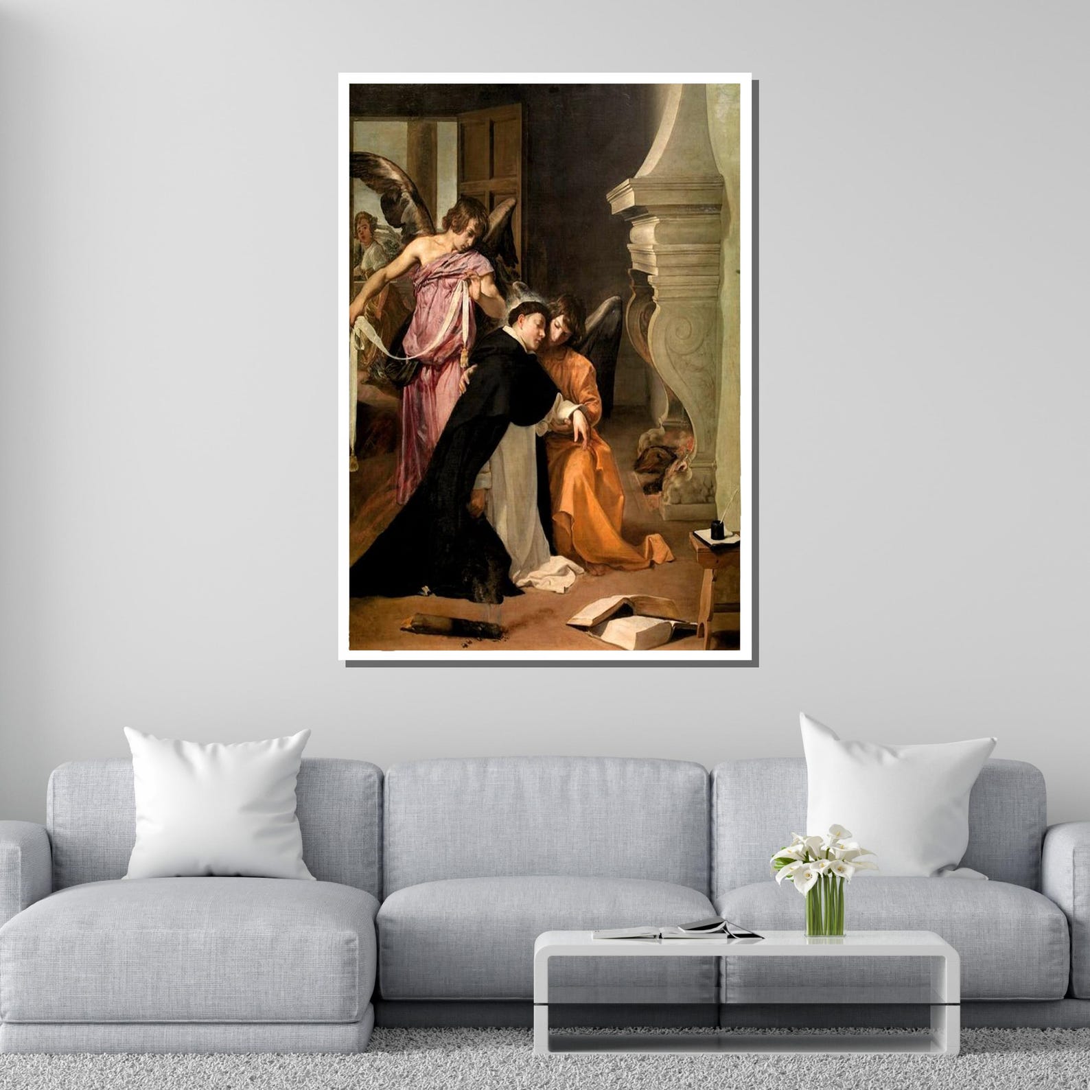 Baroque Angelic Visitation Canvas, Religious Classic Art, Saint With ...