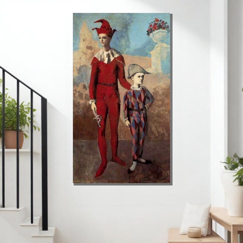 Picasso Harlequin and Jester Canvas, Blue Period Art, Clown Figures ...