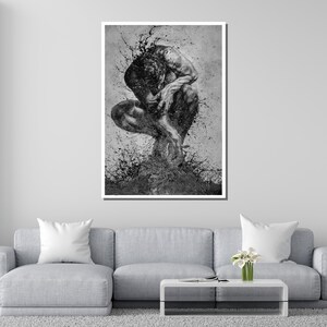 Abstract Human Form Canvas, Modern Art Print, Monochrome Wall Art ...