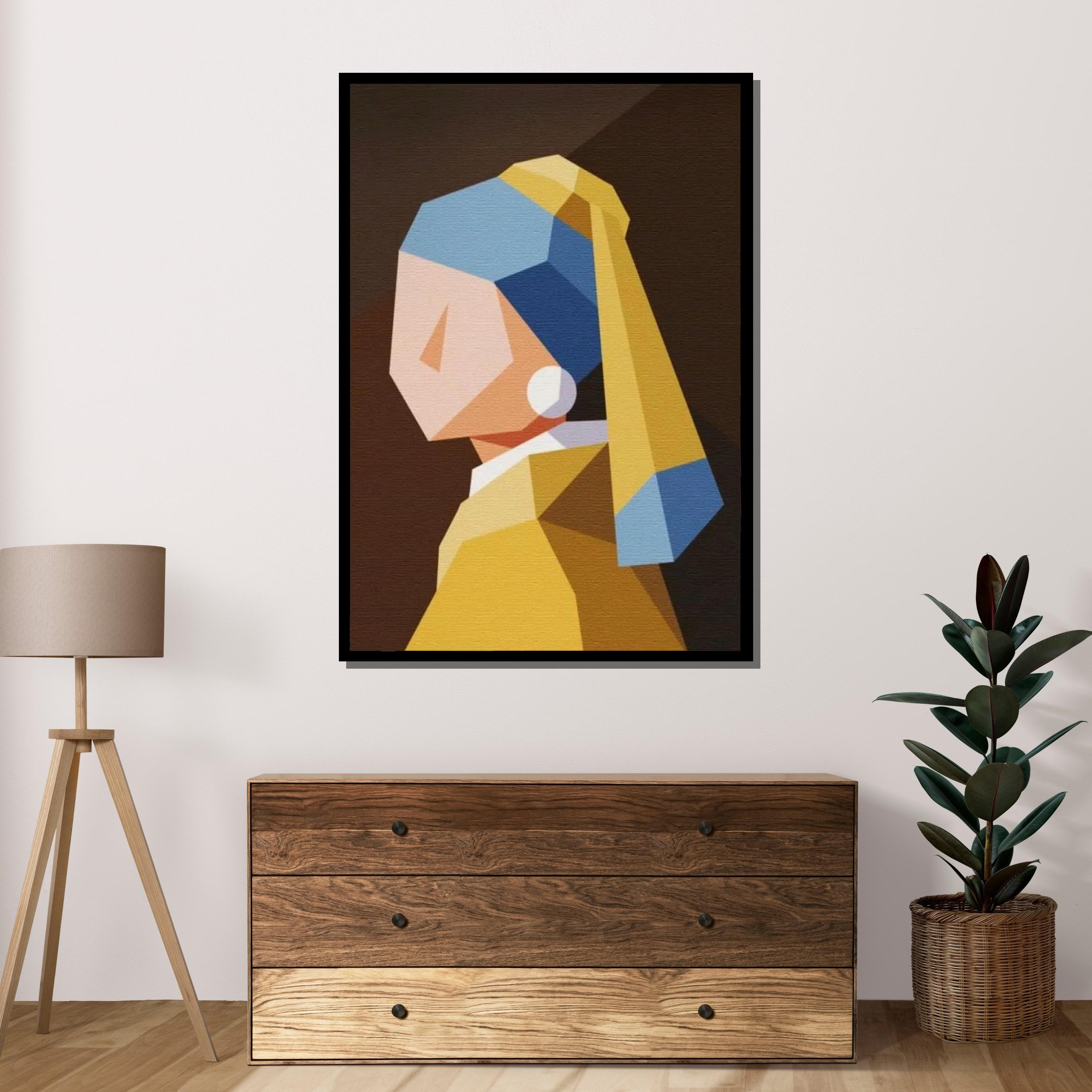 Vermeer Girl With a Pearl Earring Canvas: Geometric Modern Art Print - Etsy