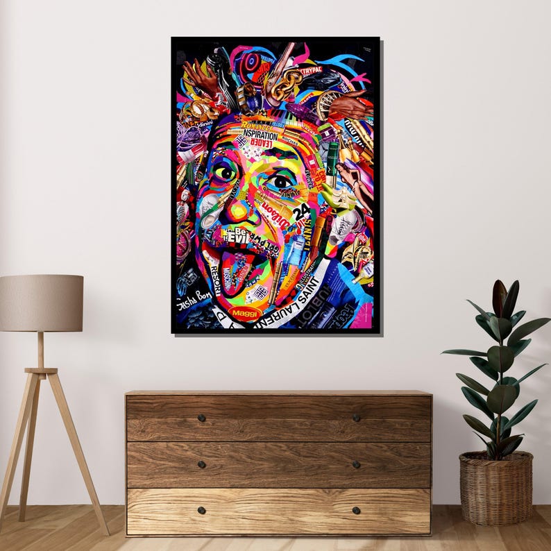 Pop Art Collage Canvas, Colorful Face Art Print, Modern Wall Decor ...