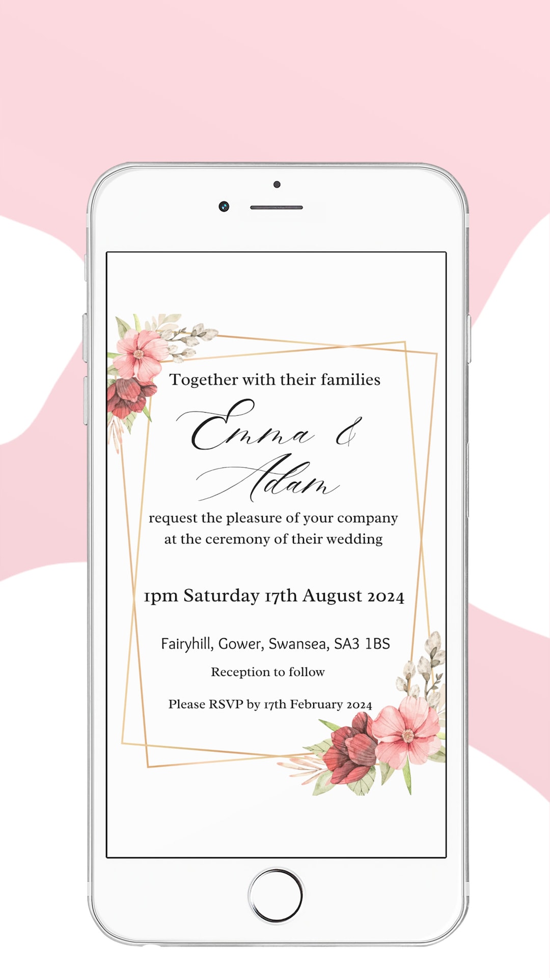 Gold Digital Download Wedding Invitation - Etsy