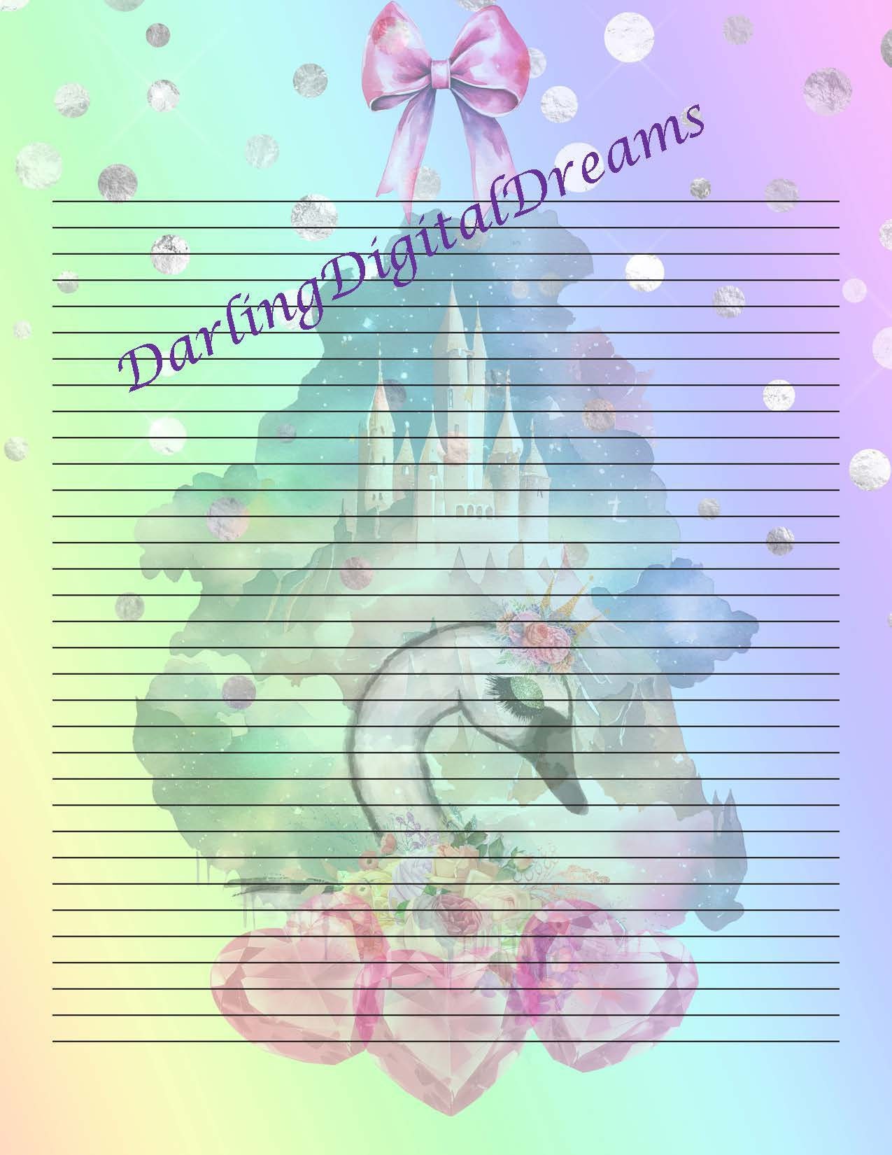 Lisa Frank Inspired Lined Digital Journal Paper Magical Menagerie - Etsy