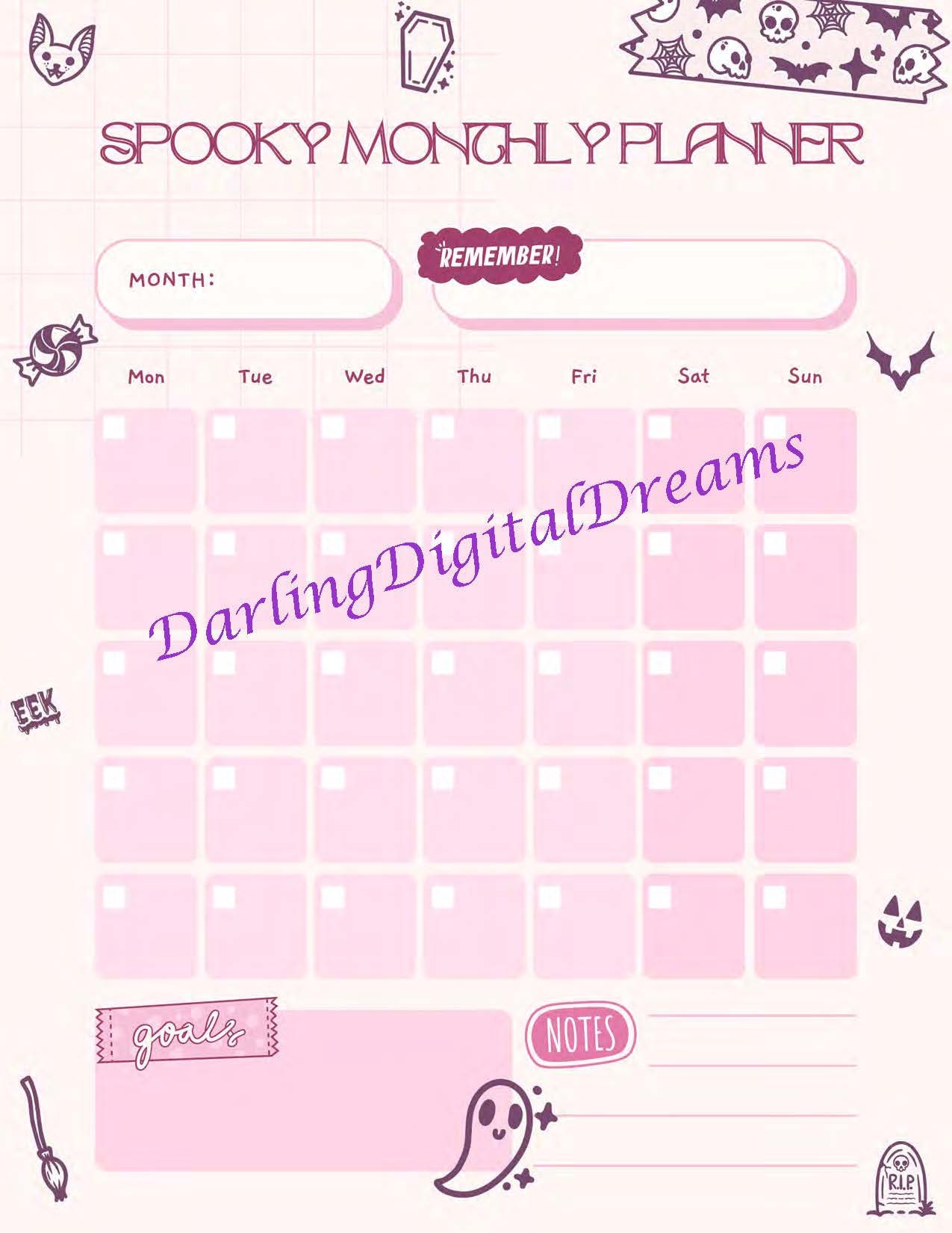 Spooky Planner Pages Digital Download 4 Unique Designs Daily Weely ...