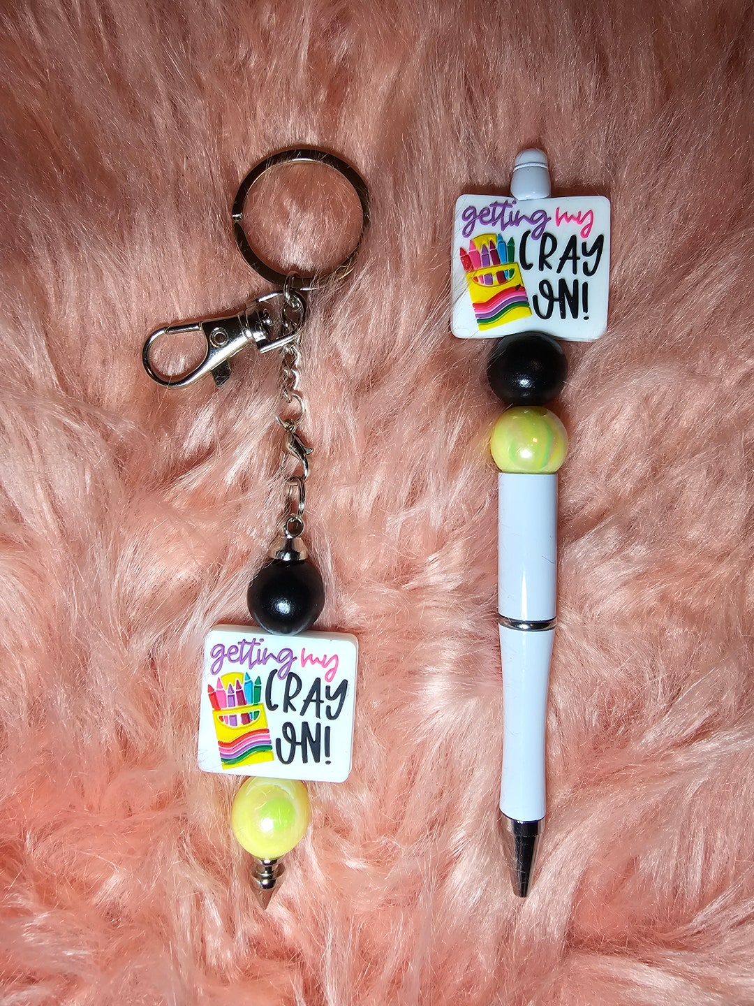 Beaded Pen and Keychain Set - Etsy